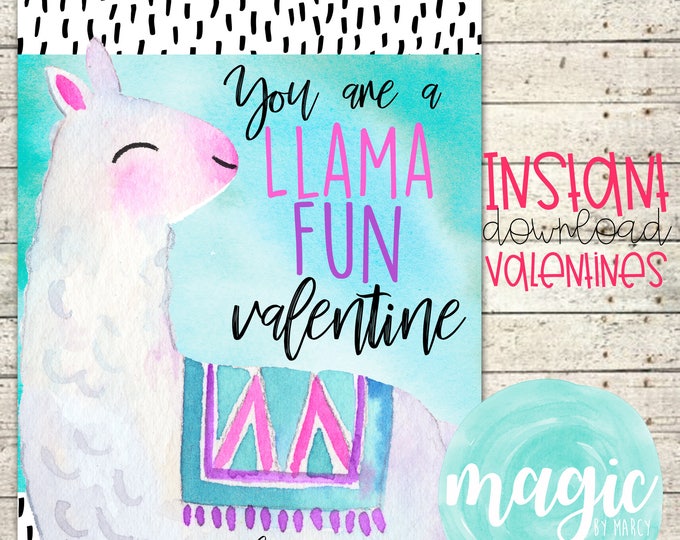 INSTANT DOWNLOAD Llama Fun Printable Valentine for Valentines Day - Etsy