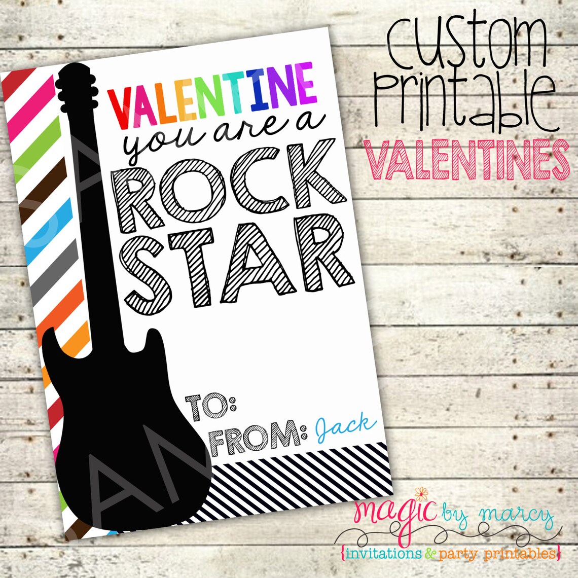 INSTANT DOWNLOAD Printable Rock Star Valentines for | Etsy