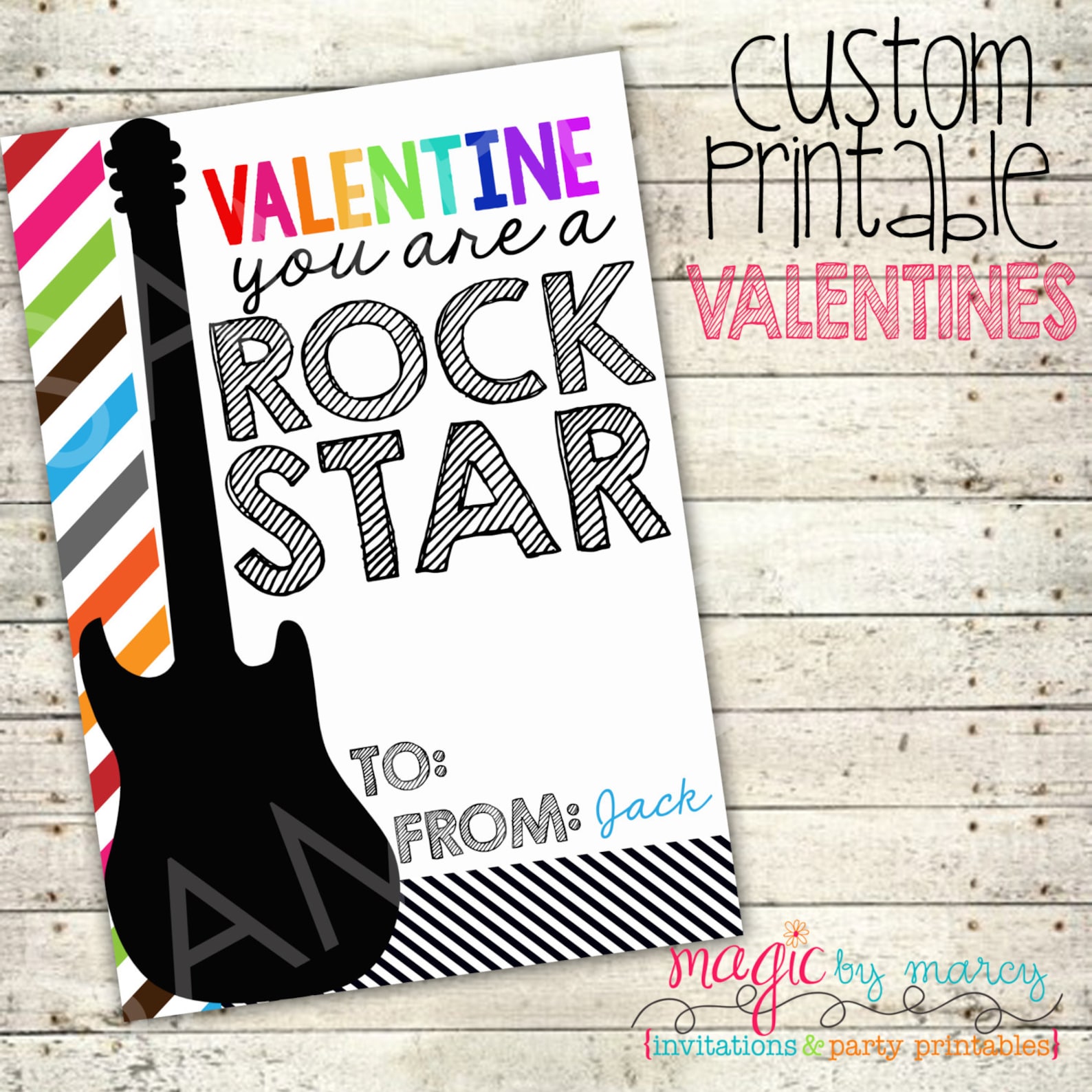 INSTANT DOWNLOAD Printable Rock Star Valentines for | Etsy
