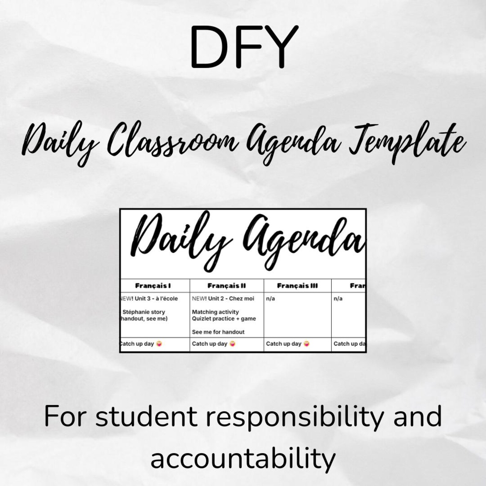 Teacher Daily Agenda Template for Students - Etsy