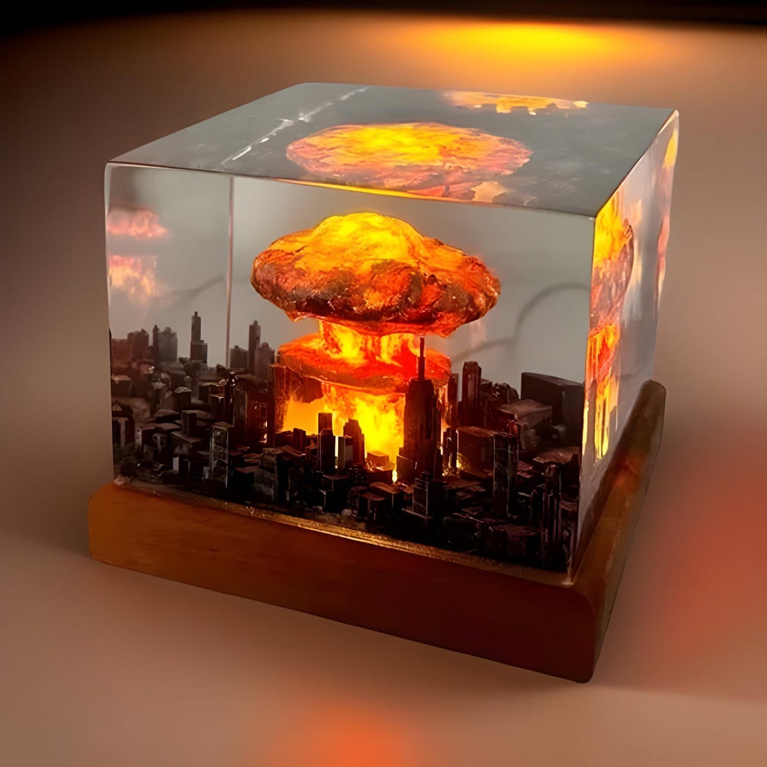 3D Mushroom Cloud Resin Lamp Nuclear Explosion Night Light Rechargeable ...