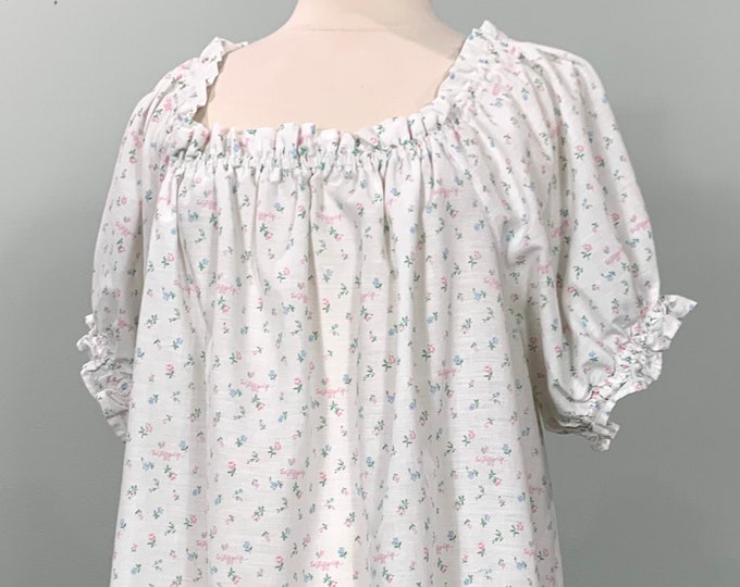 White and Pink Calico Print Lightweight Night Gown by Angelica - Size ...