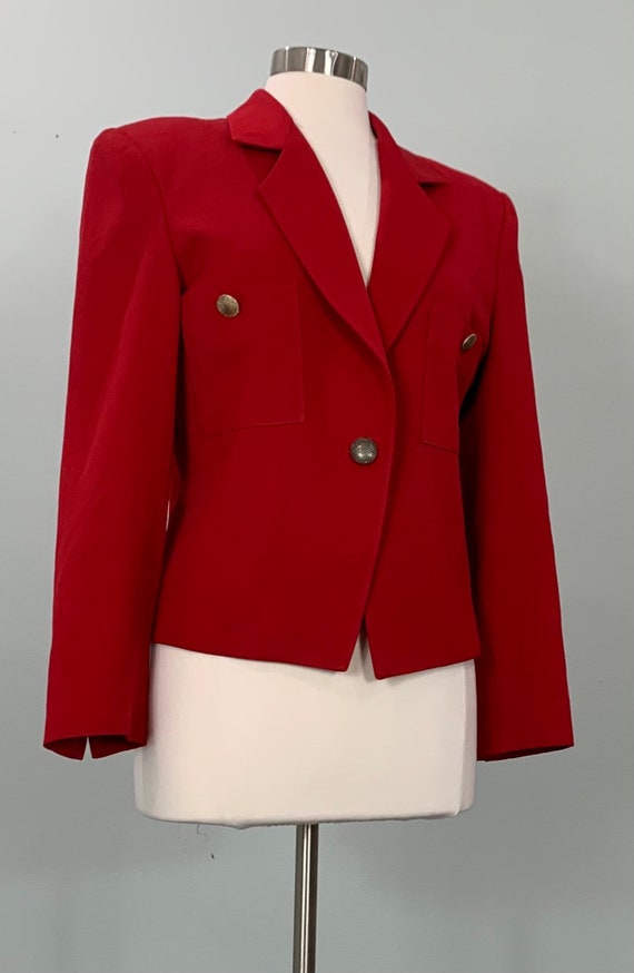 1990s Red Cropped Wool Blazer by Saks Fifth Avenue - … - Gem