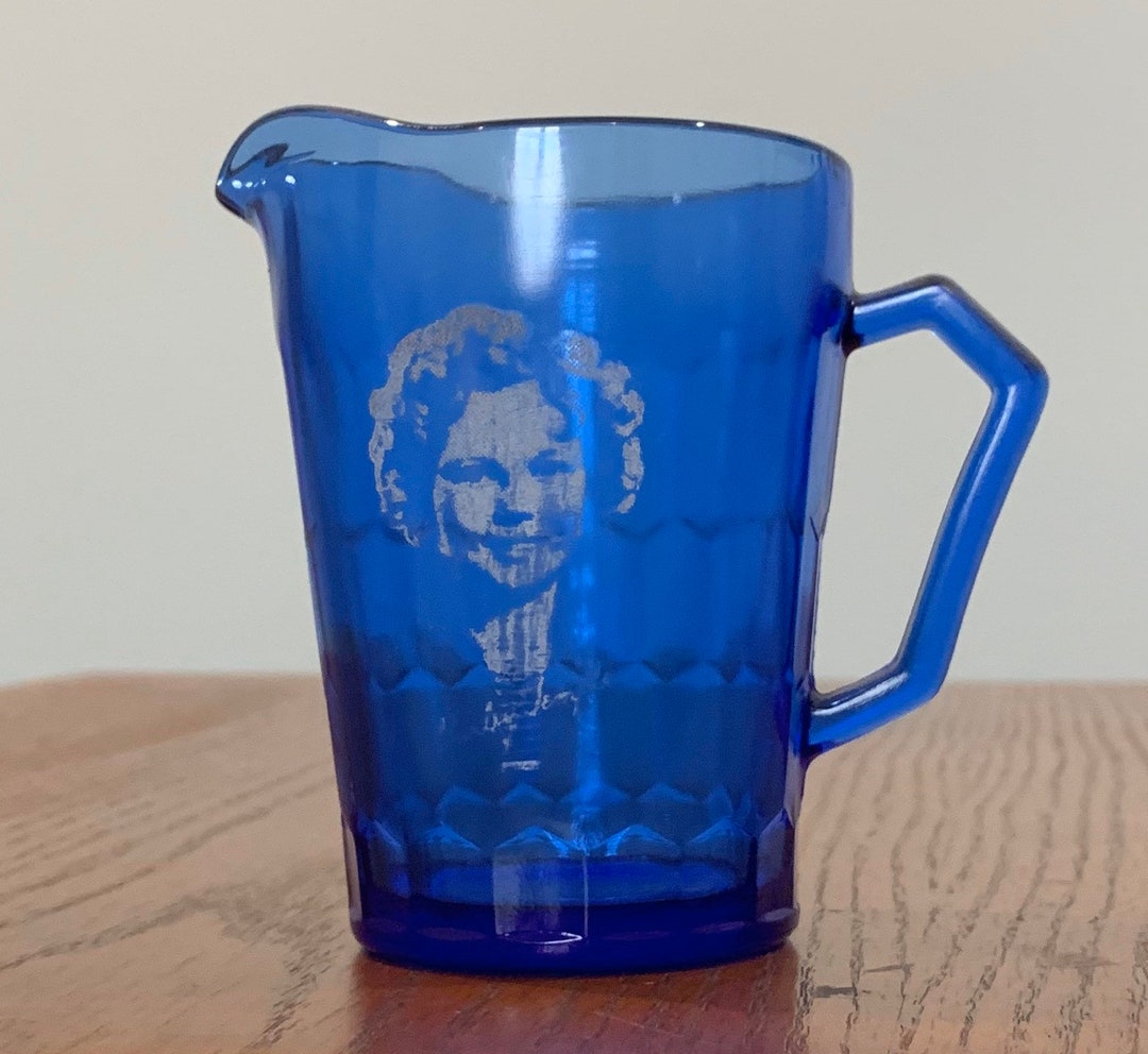 1930s Cobalt Blue Shirley Temple Glass Pitcher Collectible Etsy
