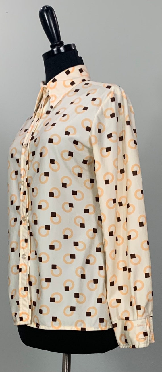 Beige and Yellow Abstract Blouse by Robbie Bee - Size… - Gem