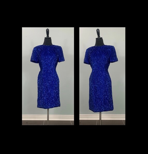 Bright Blue Sequin Cocktail Dress by Stenay - Size 2/… - Gem