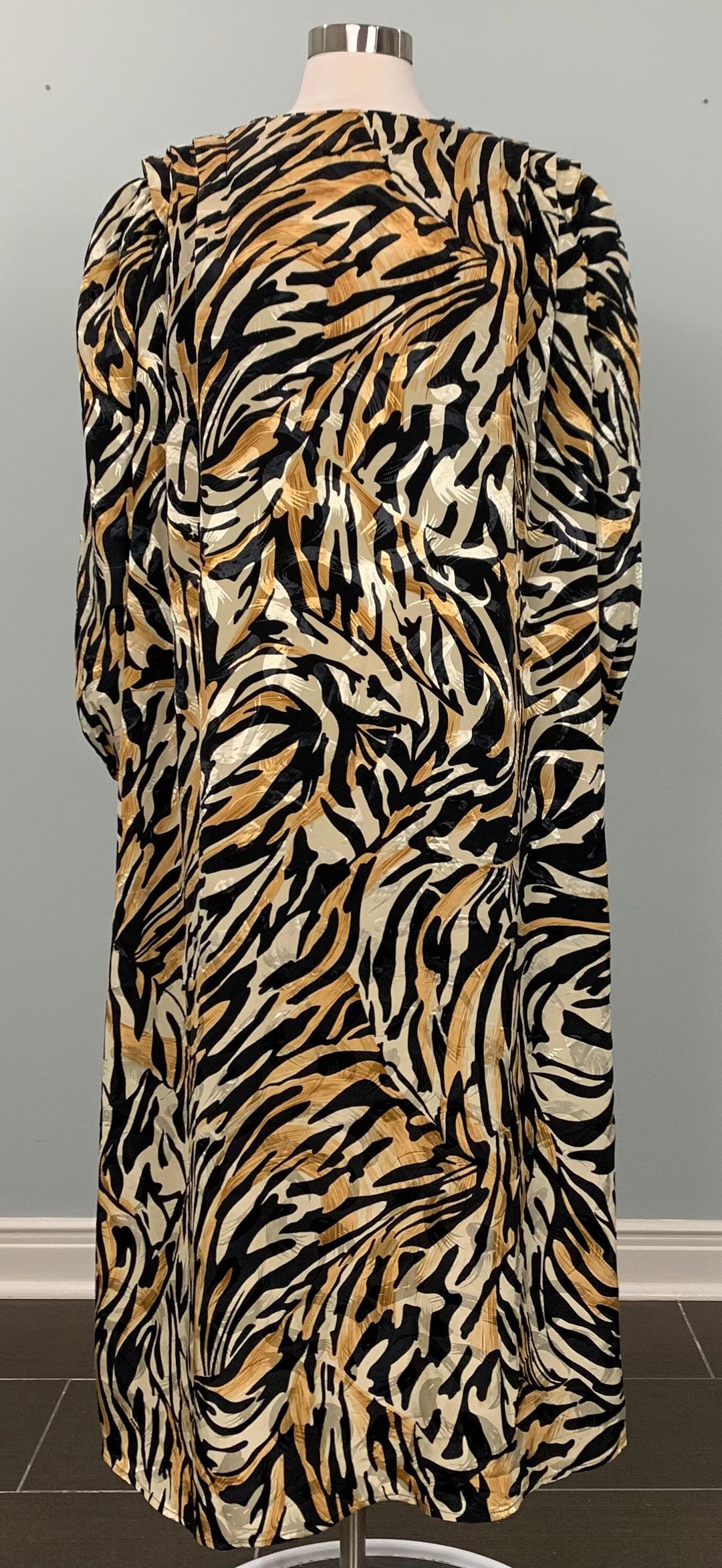 Black Beige and Golden Tan Animal Print Semi-formal Dress by David ...