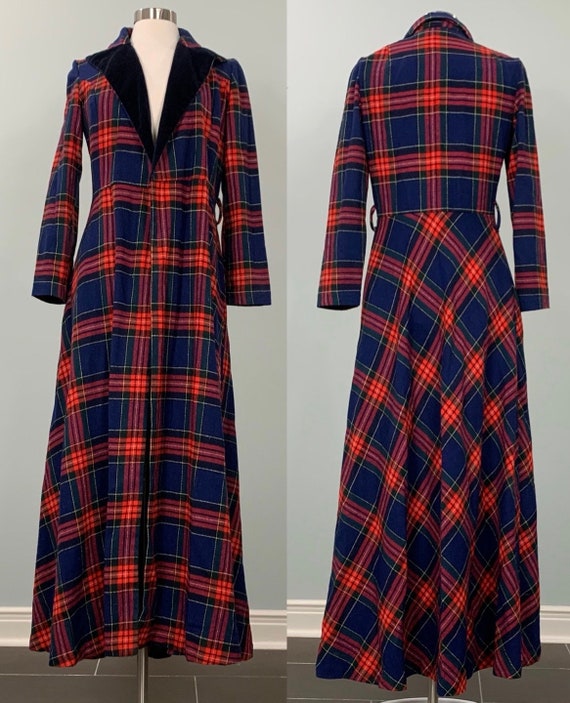 Plaid Christmas Robe - Navy Blue and Red Plaid Floor … - Gem