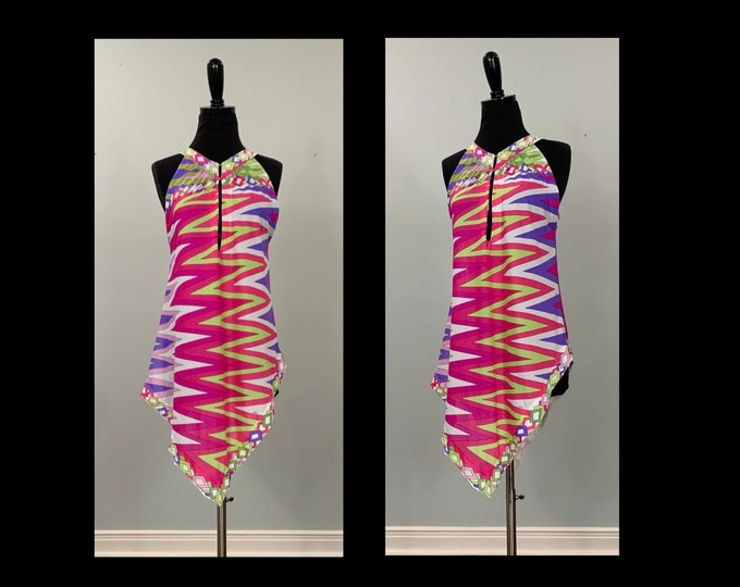 1960s Emilio Pucci Mod White Pink and Green Halter Night Top With ...