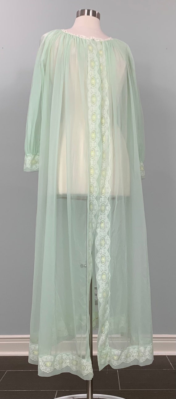 Light Green Chiffon Long Sleeve Robe by Miss Elaine -… - Gem