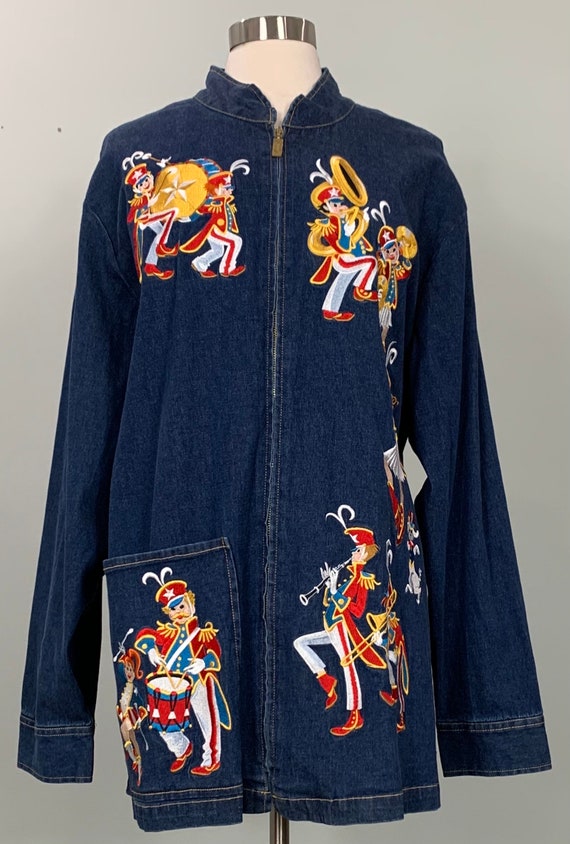 Patriotic Embroidered Blue Jean Jacket by Bob Mackie … - Gem