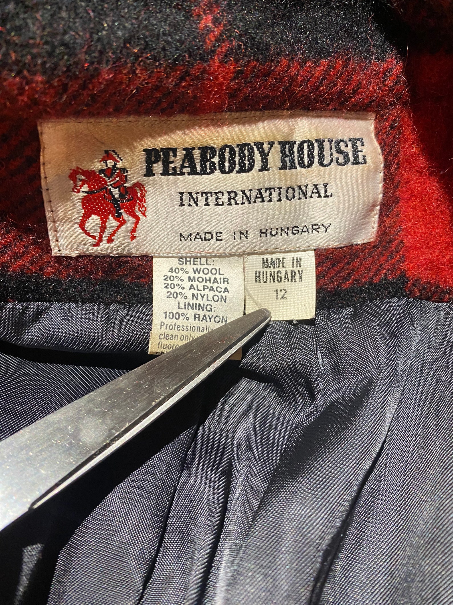 Vintage Red Plaid Wool Coat by Peabody House - Size L - Vintage Red and ...