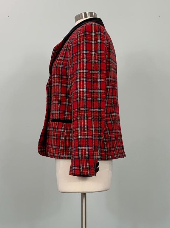 Red Christmas Plaid and Black Velvet Blazer by Norton… - Gem