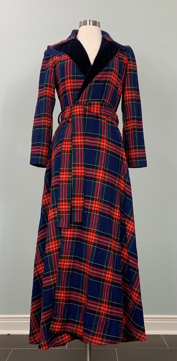Plaid Christmas Robe - Navy Blue and Red Plaid Floor … - Gem