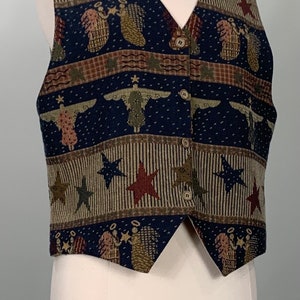 1990s on the Verge Navy Blue and Beige Angel Vest Size 12/14 90s Blue ...
