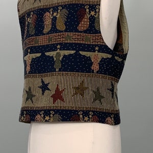 1990s on the Verge Navy Blue and Beige Angel Vest Size 12/14 90s Blue ...