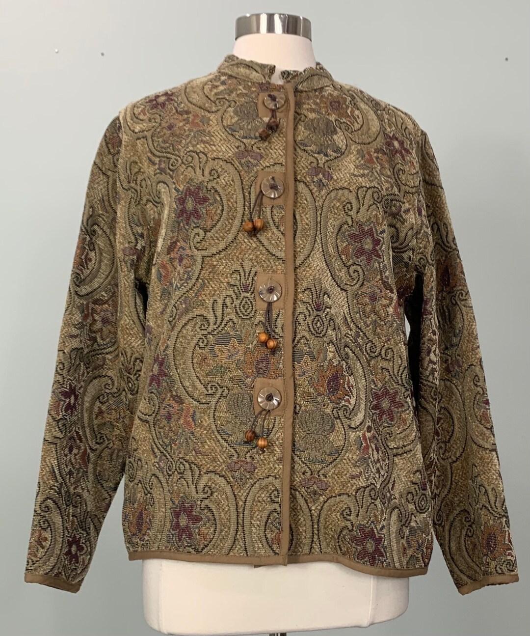 Floral Tapestry Blazer by Flashback - Size 8/10 - 90s Brown Tapestry ...