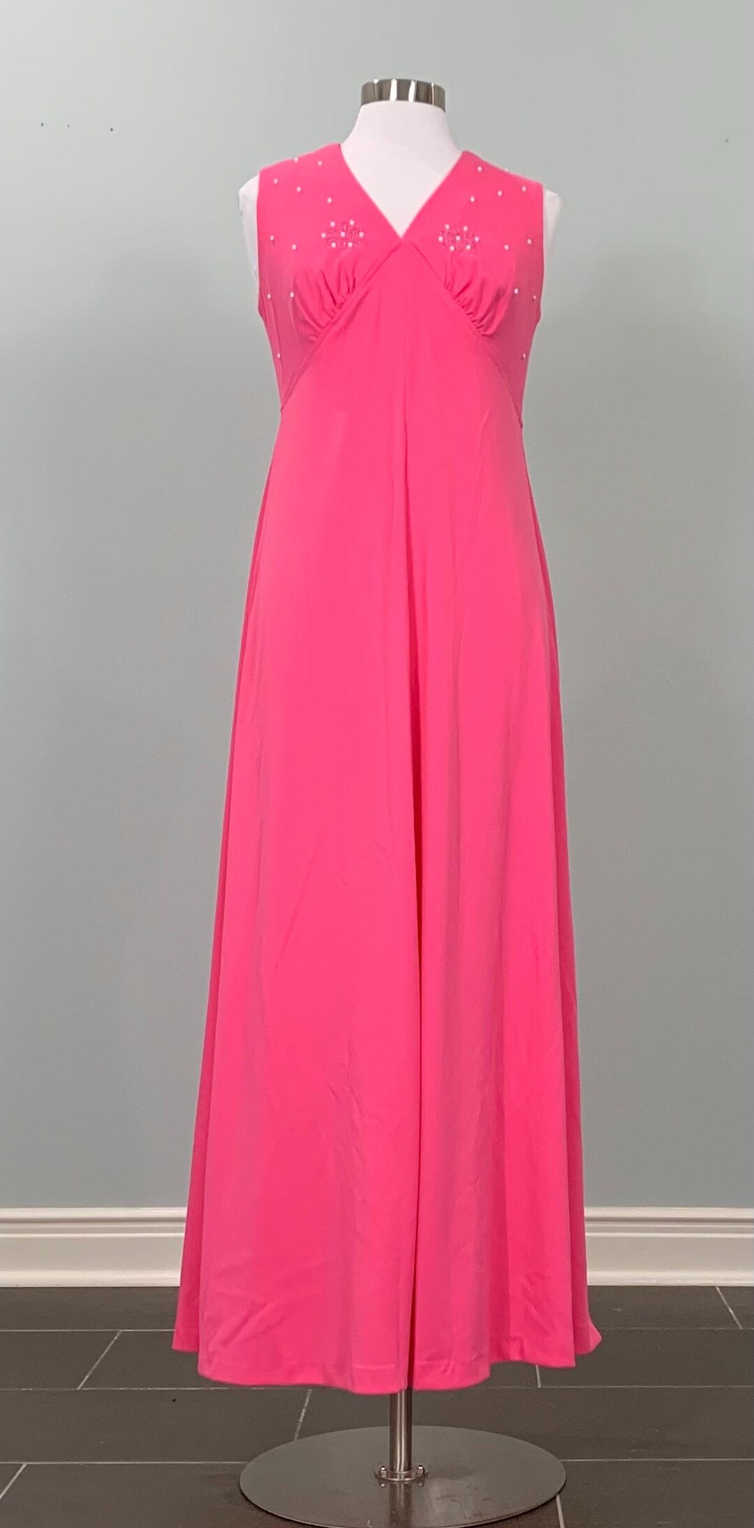 Embellished Hot Pink 70s Maxi Formal - Size 8/10 - 70s Hot Pink ...