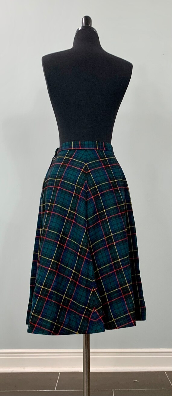 1960s Blue Plaid Circle Skirt Size 00 0 50s Blue … Gem