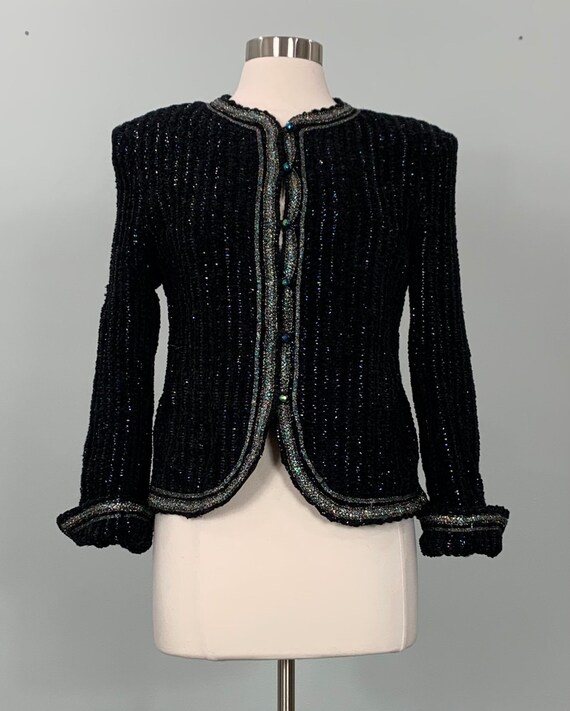 1990s JAEGER Black and Iridescent Short Blazer - Size… - Gem