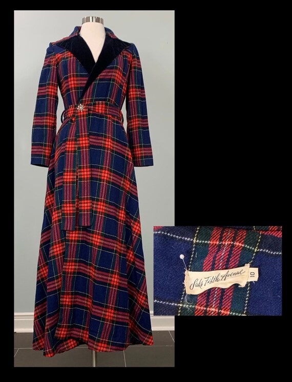 Plaid Christmas Robe - Navy Blue and Red Plaid Floor … - Gem