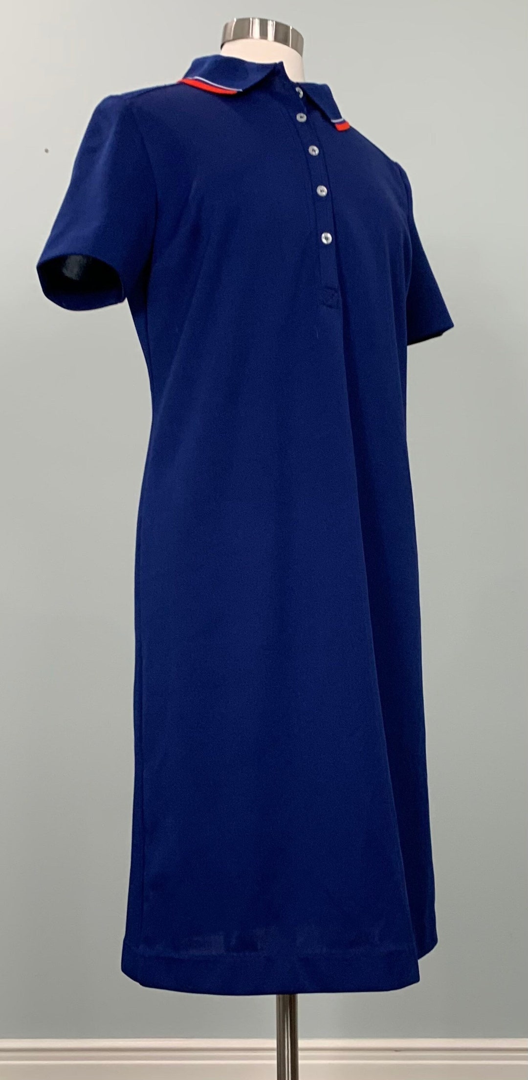 1960s Blue Sporty Shirtdress by David Crystal - Size 10/12 - 60s Navy ...
