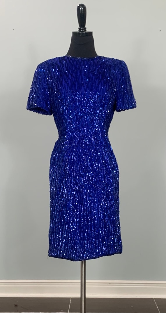 Bright Blue Sequin Cocktail Dress by Stenay - Size 2/… - Gem
