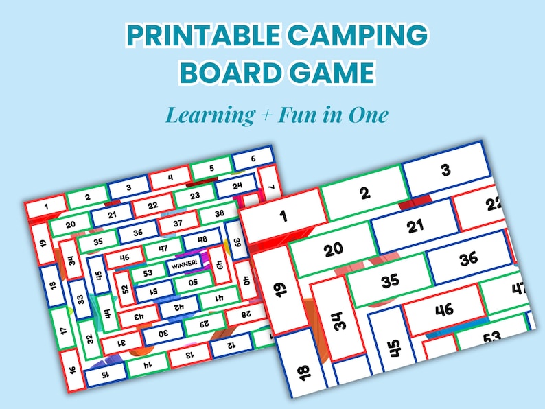 Camping Board Game Printable for Kids, Classroom & Homeschool Trivia ...
