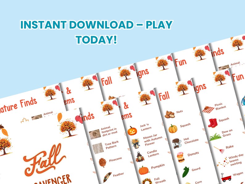 Fall Outdoor Scavenger Hunt Printable Photo Scavenger Hunt List Kids ...