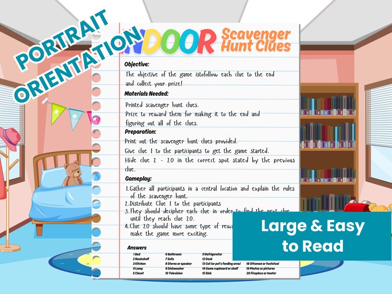 Indoor Scavenger Hunt for Kids Printable | Fun Home Scavenger Hunt Game ...