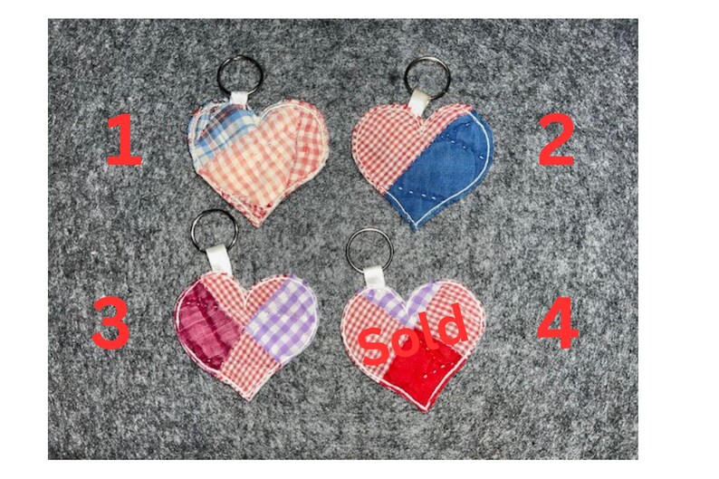 Vintage Quilt Heart Keychain: Repurposed Patchwork Accessory - Etsy