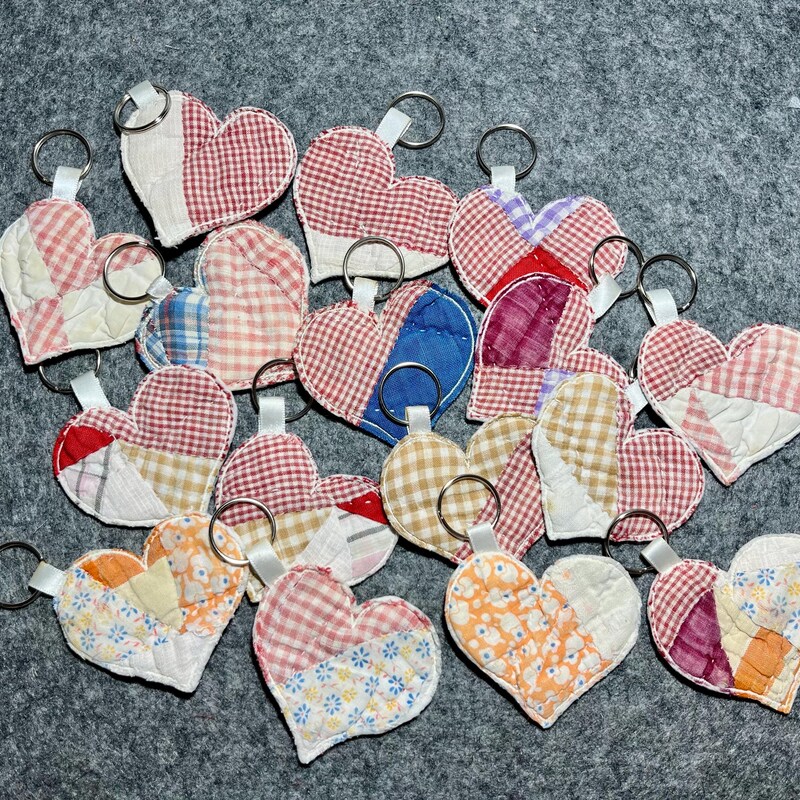 Patchwork Heart Keychain - Etsy