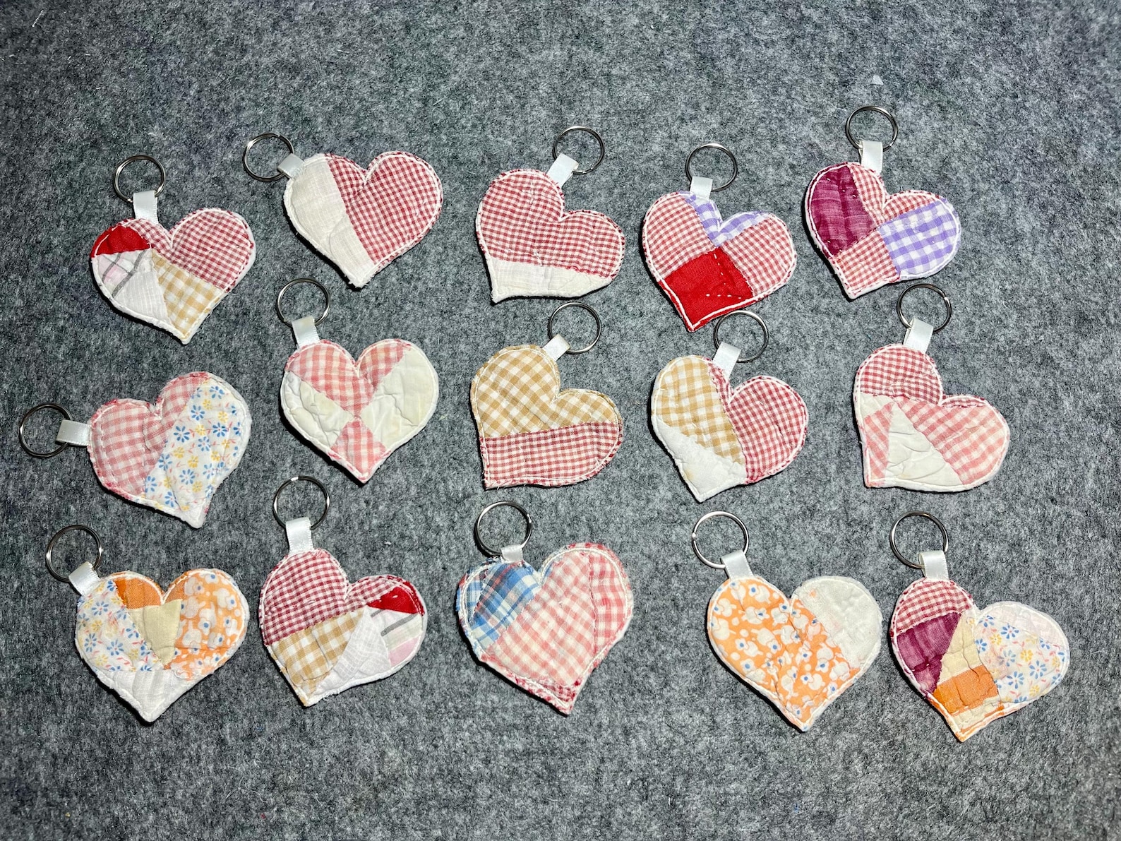 Vintage Quilt Heart Keychain: Repurposed Patchwork Accessory - Etsy