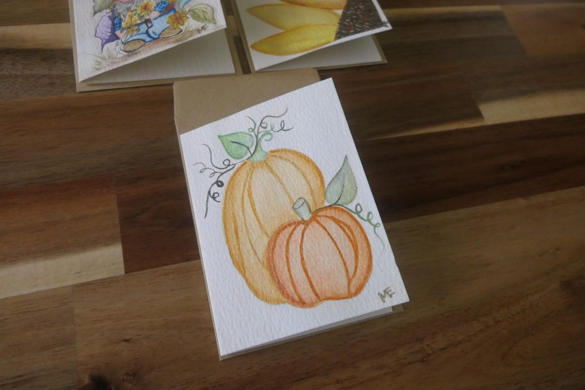 Hand Painted Watercolor Autumn Cards | Set of 3 - Etsy