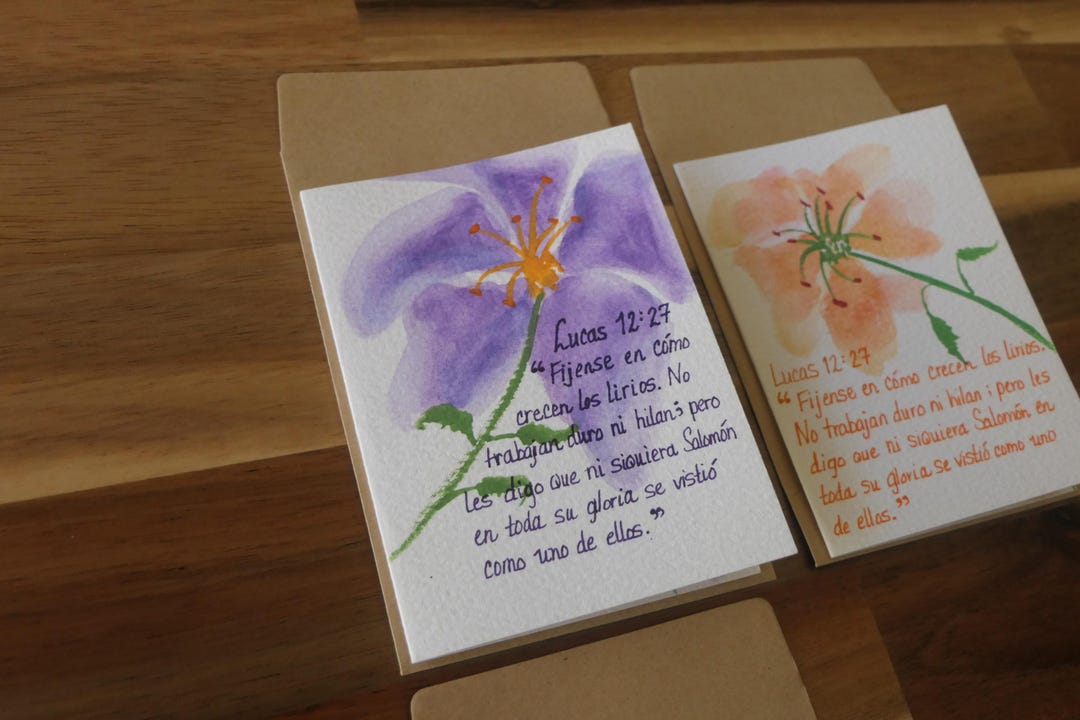 JW | Lucas 12:27 | Hand Painted Watercolor Lily Cards | Set of 3 - Etsy