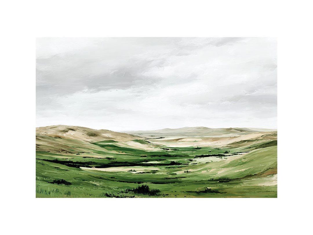 Green Hill Canvas Art Painting - Etsy