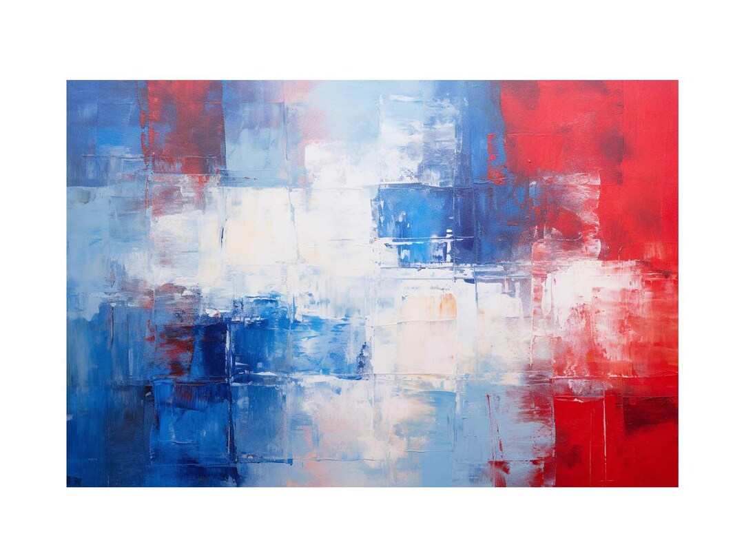 Blue Red Abstract Art Painting on Canvas - Etsy