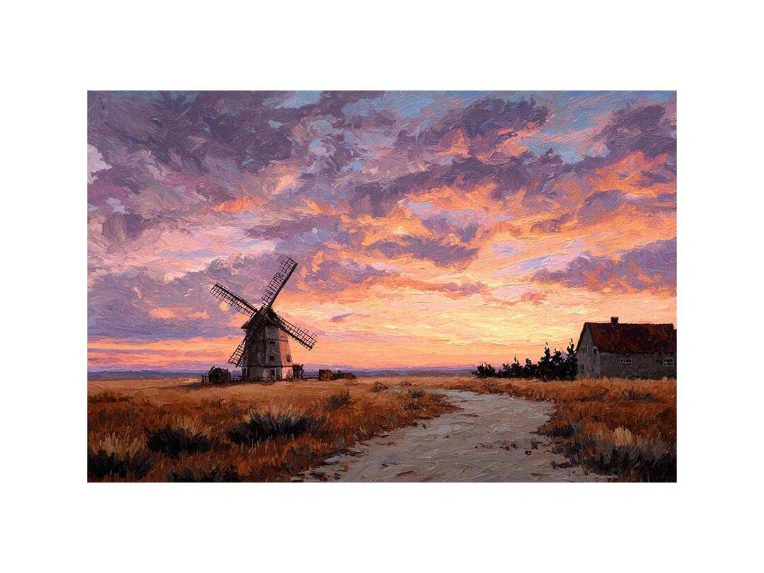 Vintage Windmill Canvas Art Painting - Etsy