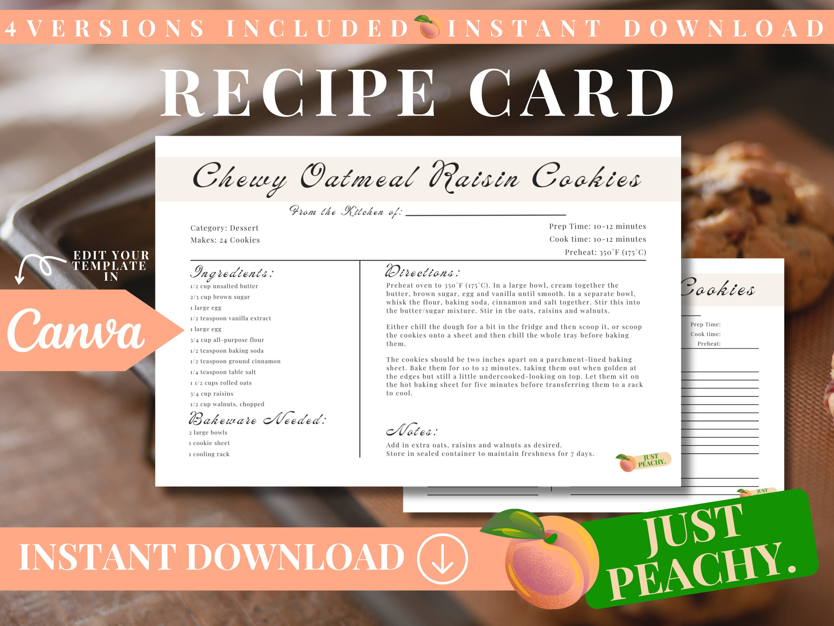 Recipe Card Template Recipe Cards Recipe Card 4x6 5x7 Minimalist Modern ...