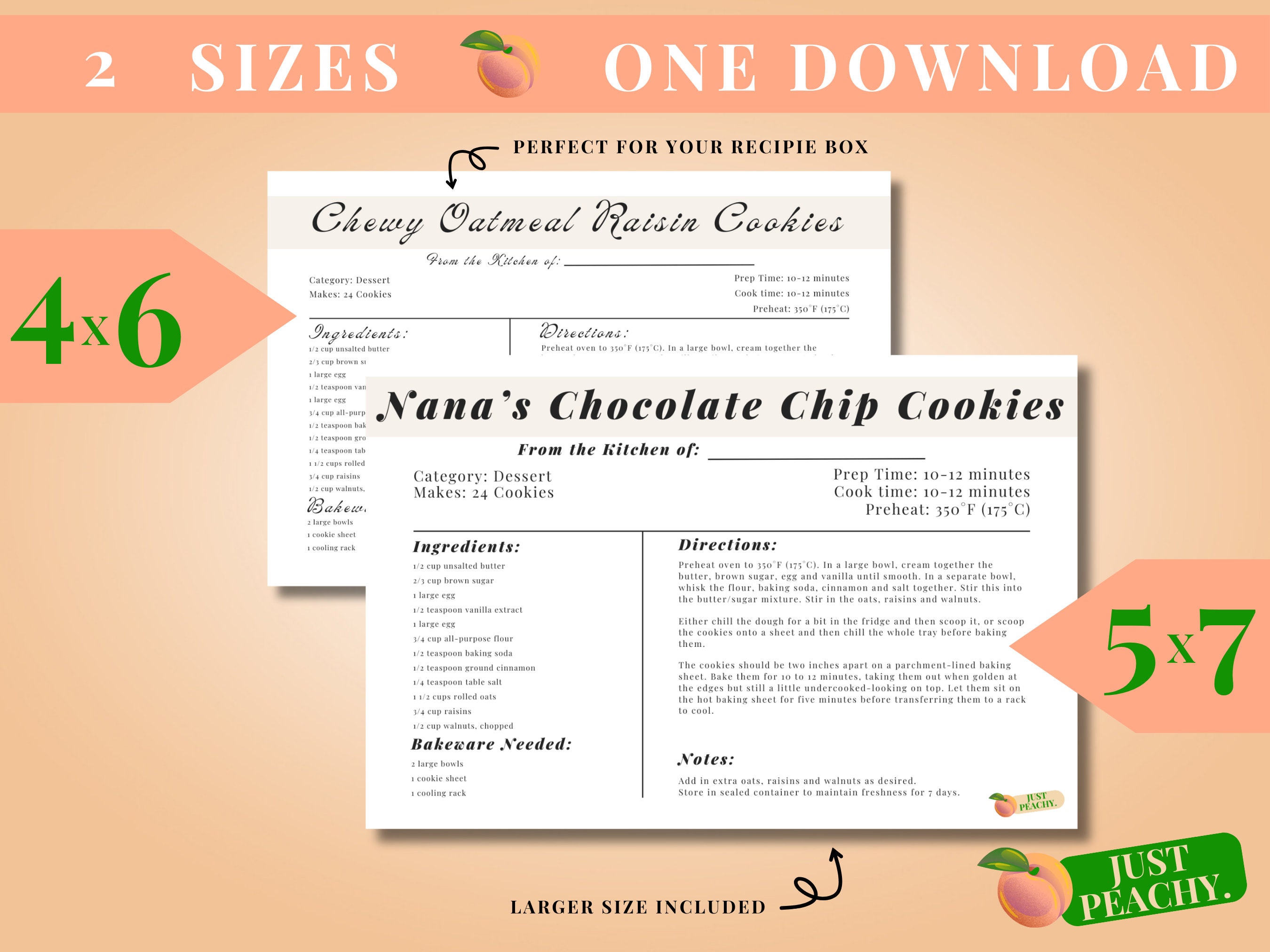 Recipe Card Template Recipe Cards Recipe Card 4x6 5x7 Minimalist Modern ...