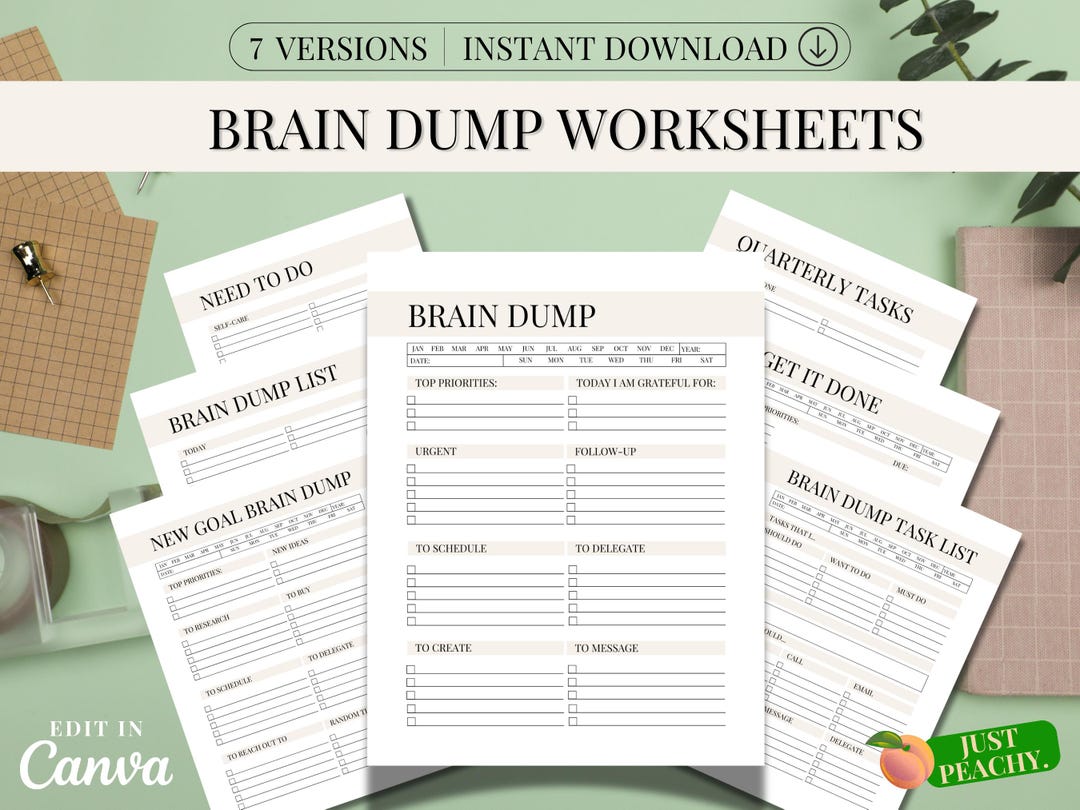 Brain Dump Printable Planner: ADHD To-do List Templates (digital ...