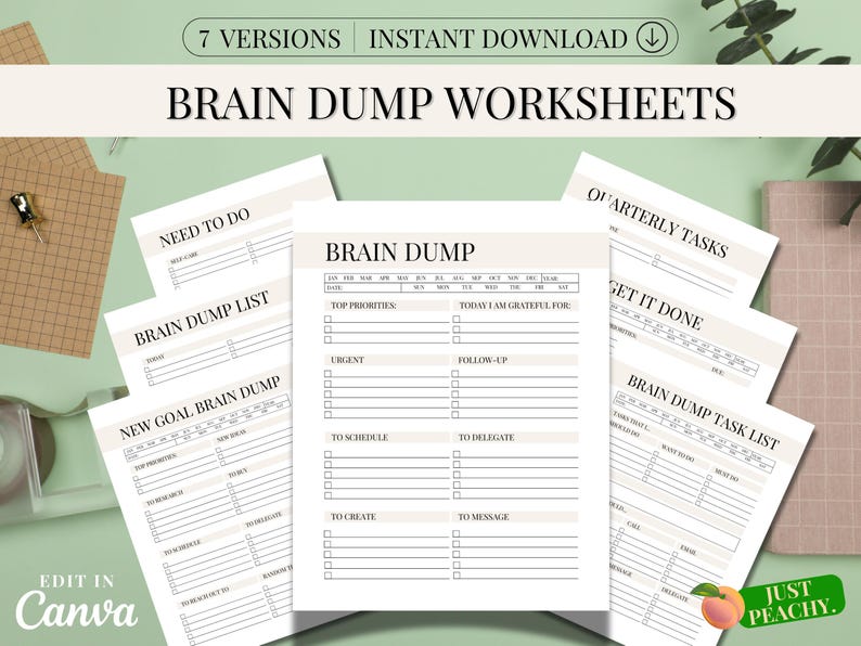 Brain Dump Printable Planner: ADHD To-do List Templates (digital ...