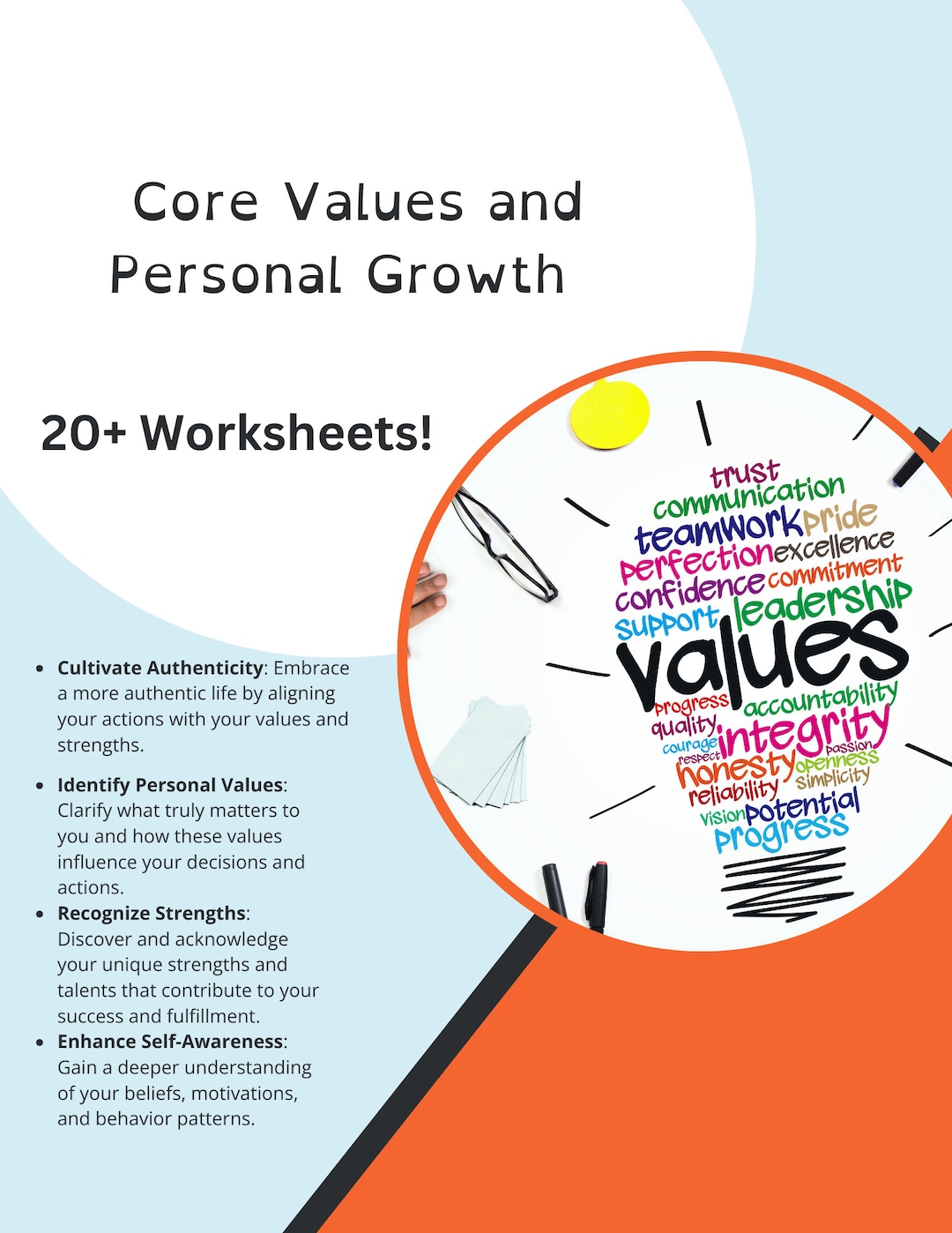 Core Value and Personal Growth Worksheets - Etsy