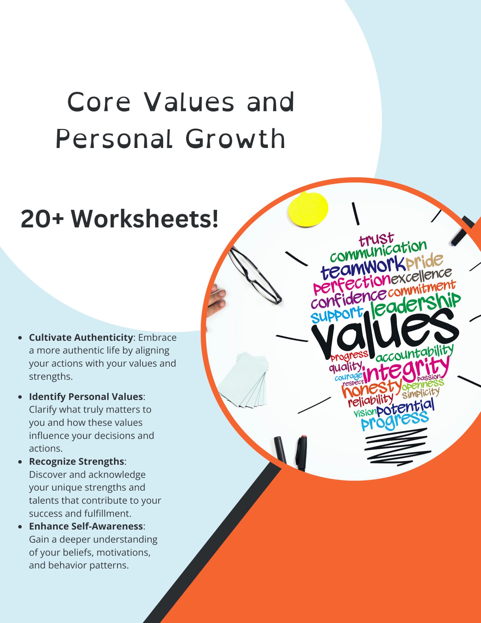 Core Value and Personal Growth Worksheets - Etsy
