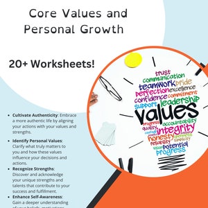 Core Value and Personal Growth Worksheets - Etsy