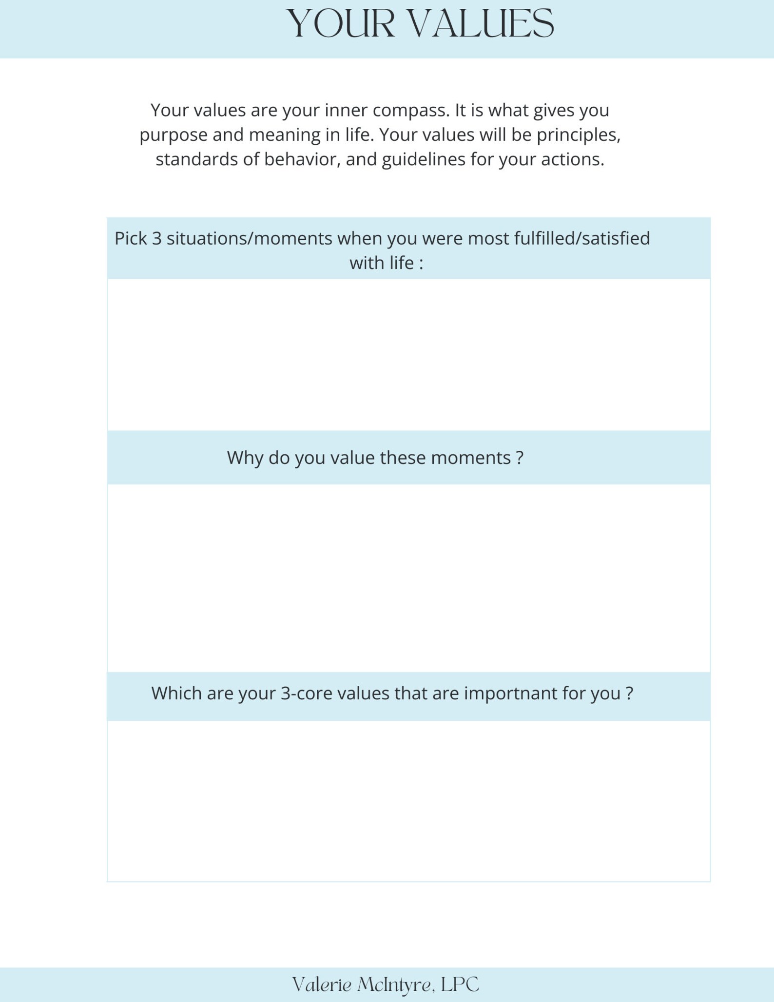 Core Value and Personal Growth Worksheets - Etsy