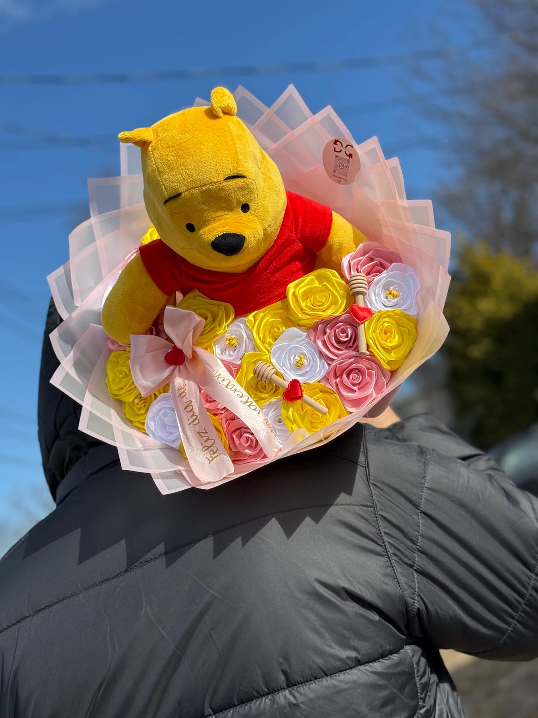Winnie the Pooh Bouquet 25 Eternal Roses With Plush - Etsy