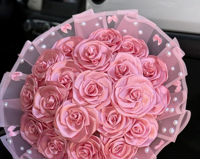 Pink Eternal Roses Bouquet - Etsy