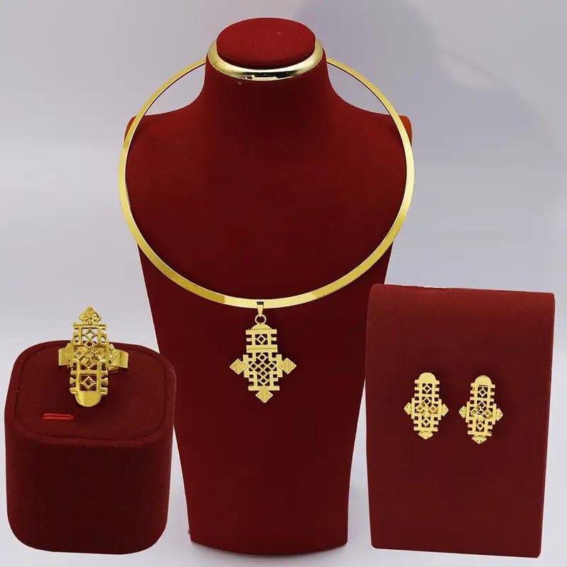 Ethiopian Habesha Orthodox Axum Cross Necklace Jewelry Set With ...