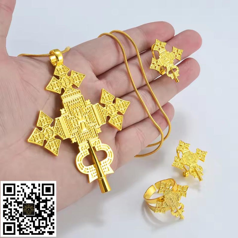 Majestic Ethiopian | Eritrean Orthodox Tewahedo Cross Necklace on Cable ...